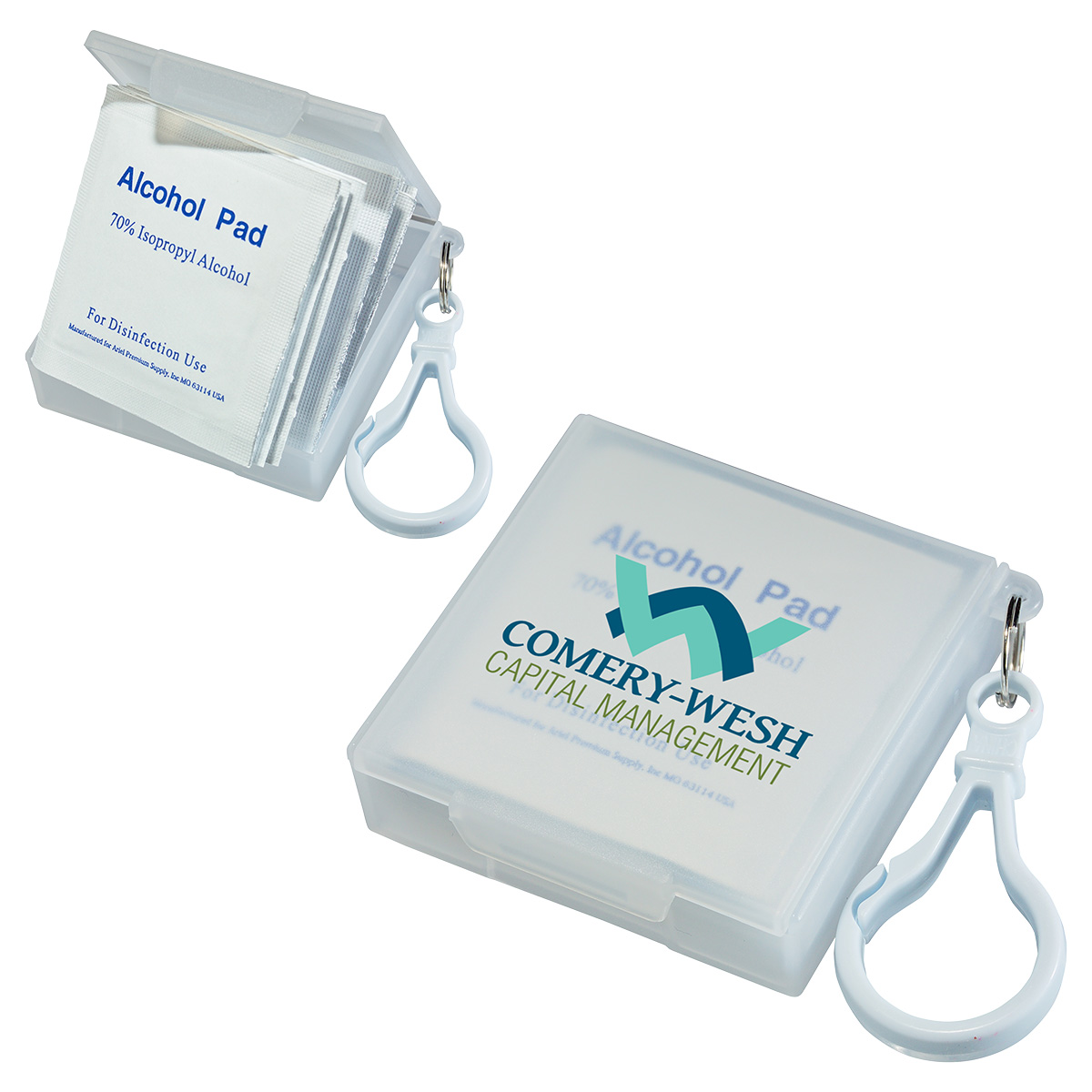 Custom Handy Pack Sanitizing Wipes with Carabiner - Swag-Shop